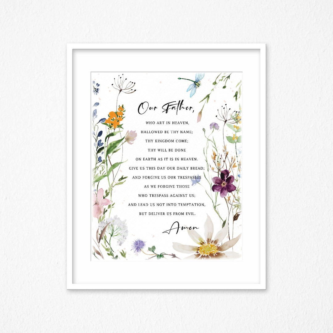 Our Father Prayer Printable Wall Art Catholic Lords Prayer Print Our ...