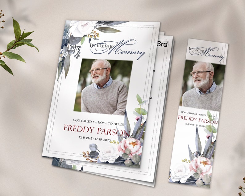 8 Page White Roses Funeral Program Template Funeral Order of - Etsy