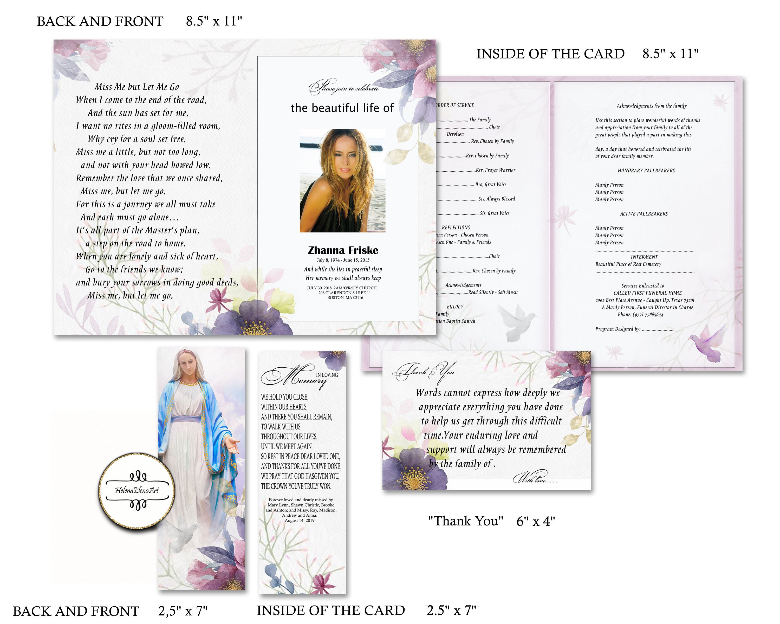 FUNERAL PROGRAM EDITABLE Printable Funeral Template Add | Etsy