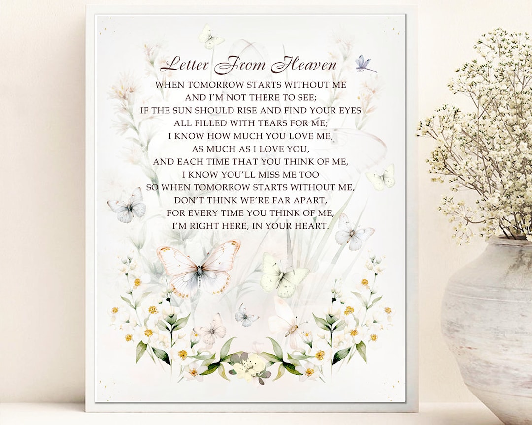 When Tomorrow Starts Without Me | Letter From Heaven | Funeral Poem ...