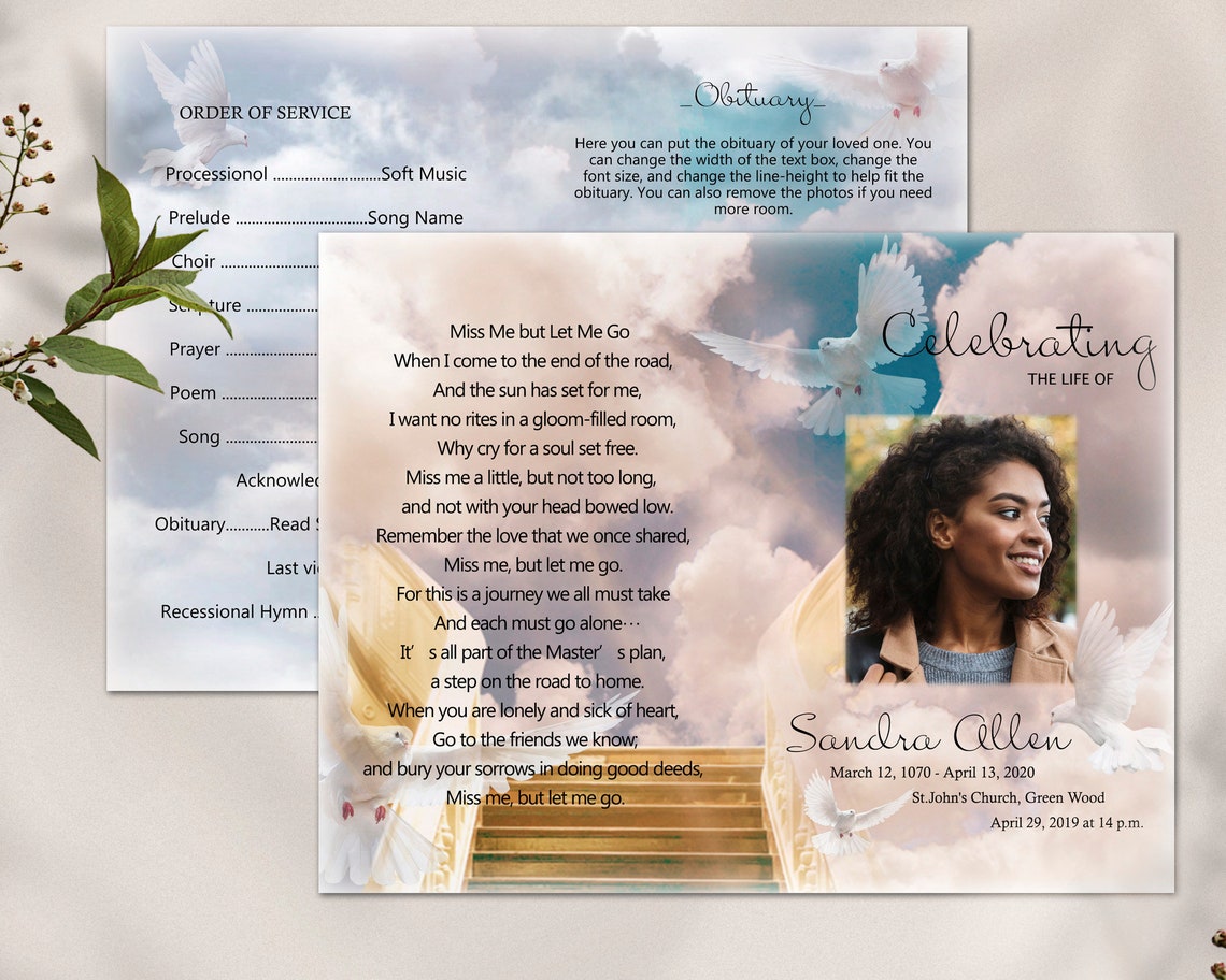 Funeral Program Template Sky for Women Celebration of Life - Etsy