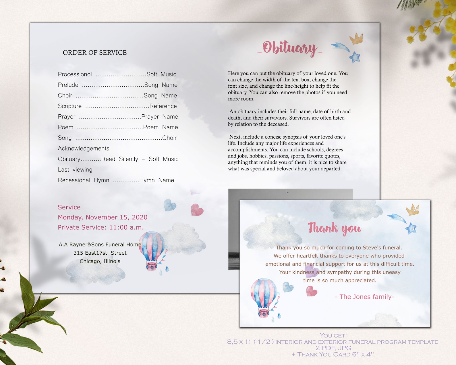 Funeral Card for a Deceased Girl Girls Memorial Program - Etsy