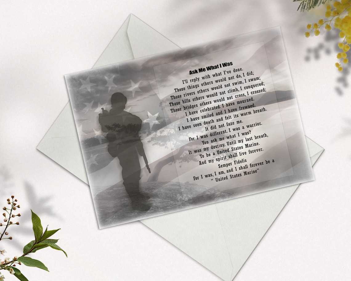Army Poem Ask Me What I Was United States Marine Marine - Etsy