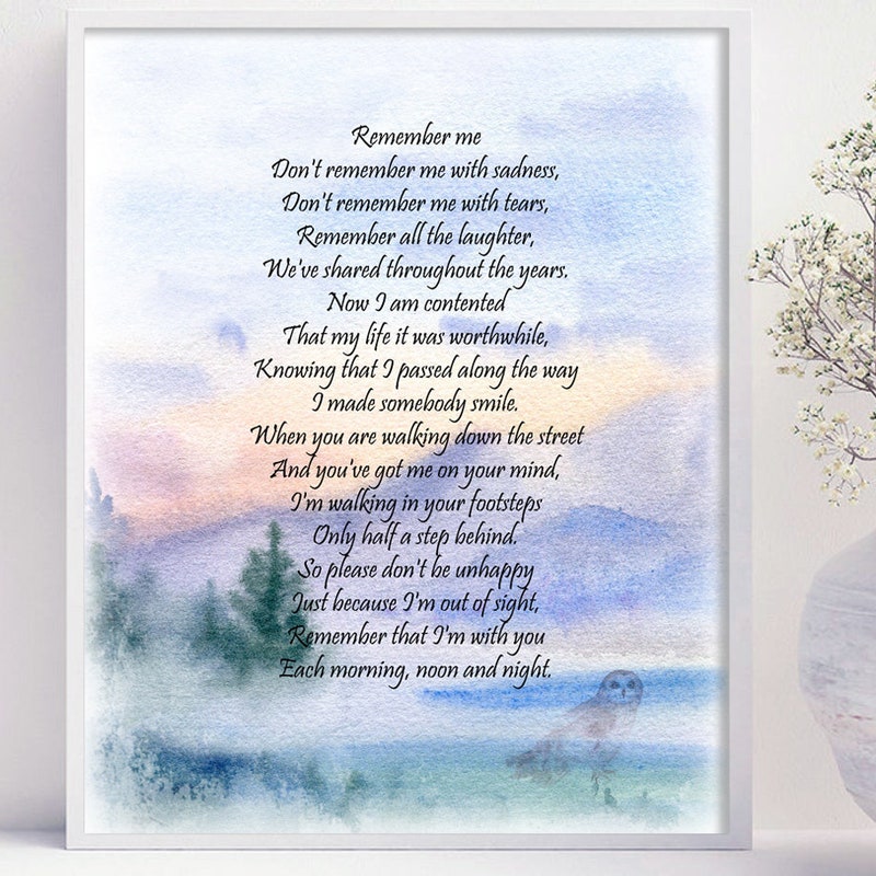 Remember Me Poem - Etsy