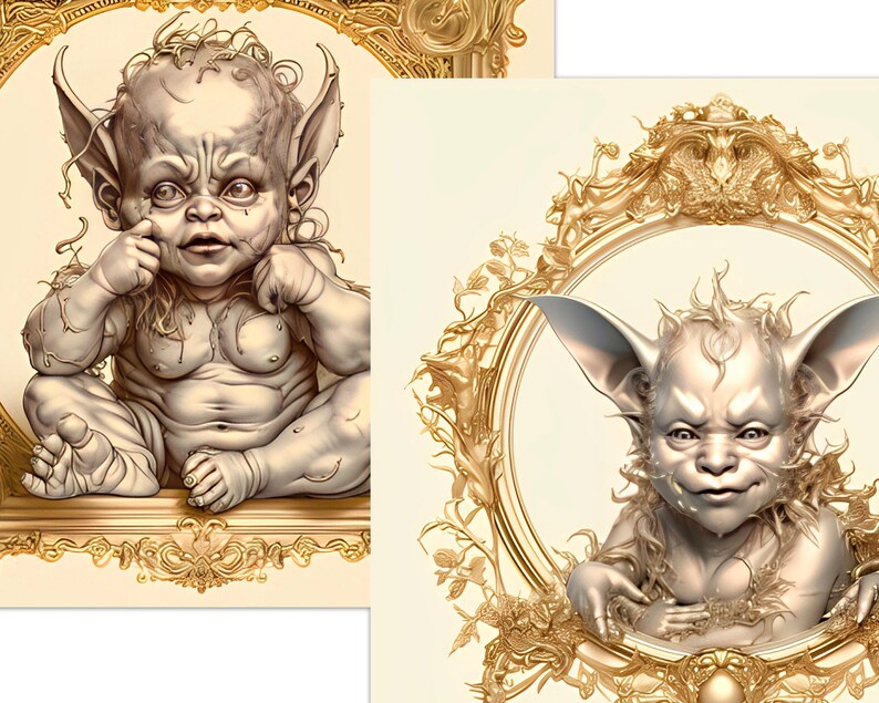Gold Baby Devil Angel Clipart 12 JPG Little Baby Devil Cute - Etsy