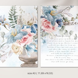 If Roses Grow in Heaven Poem, Roses for Mother, Set From Two Pictures ...