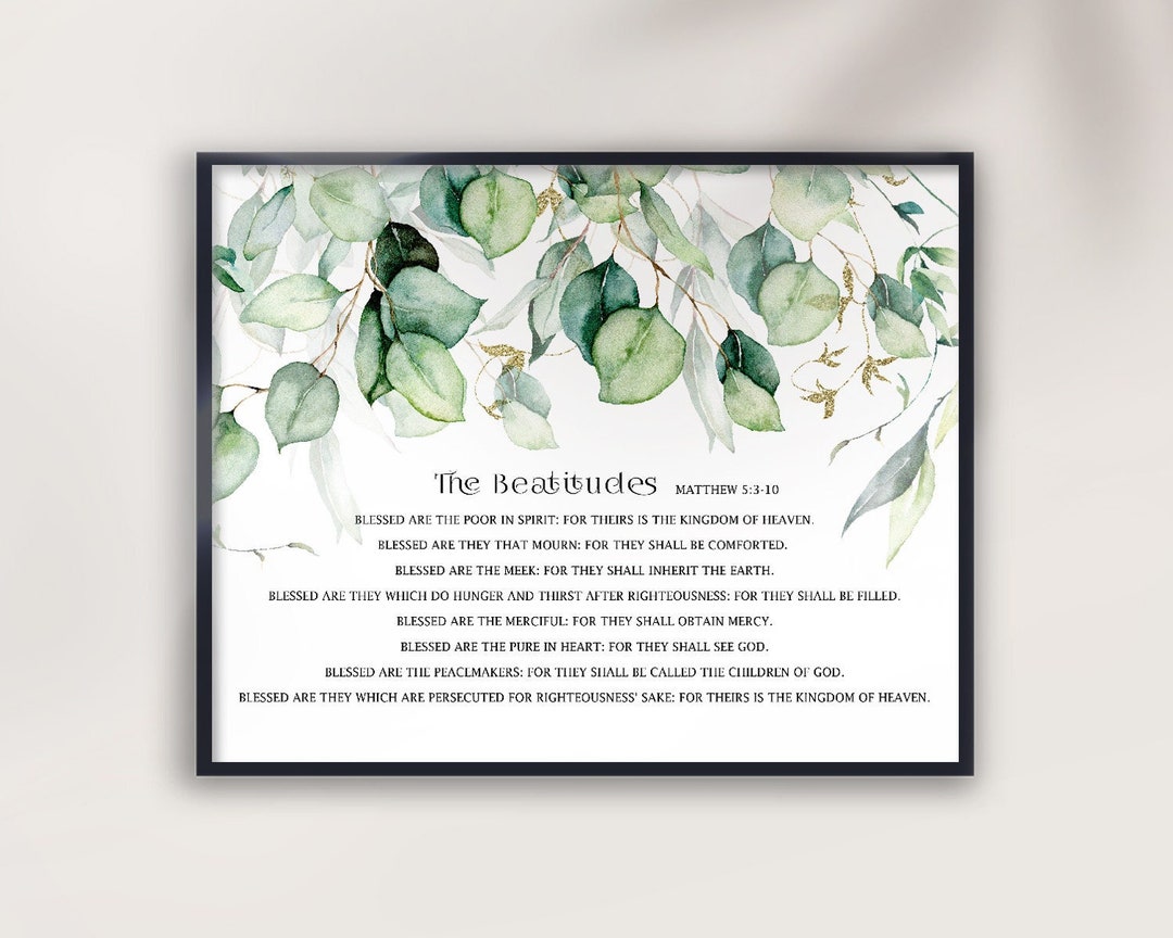 The Beatitudes, Matthew 5:3-10, Bible Verse, Christian Wall Art, Bible ...