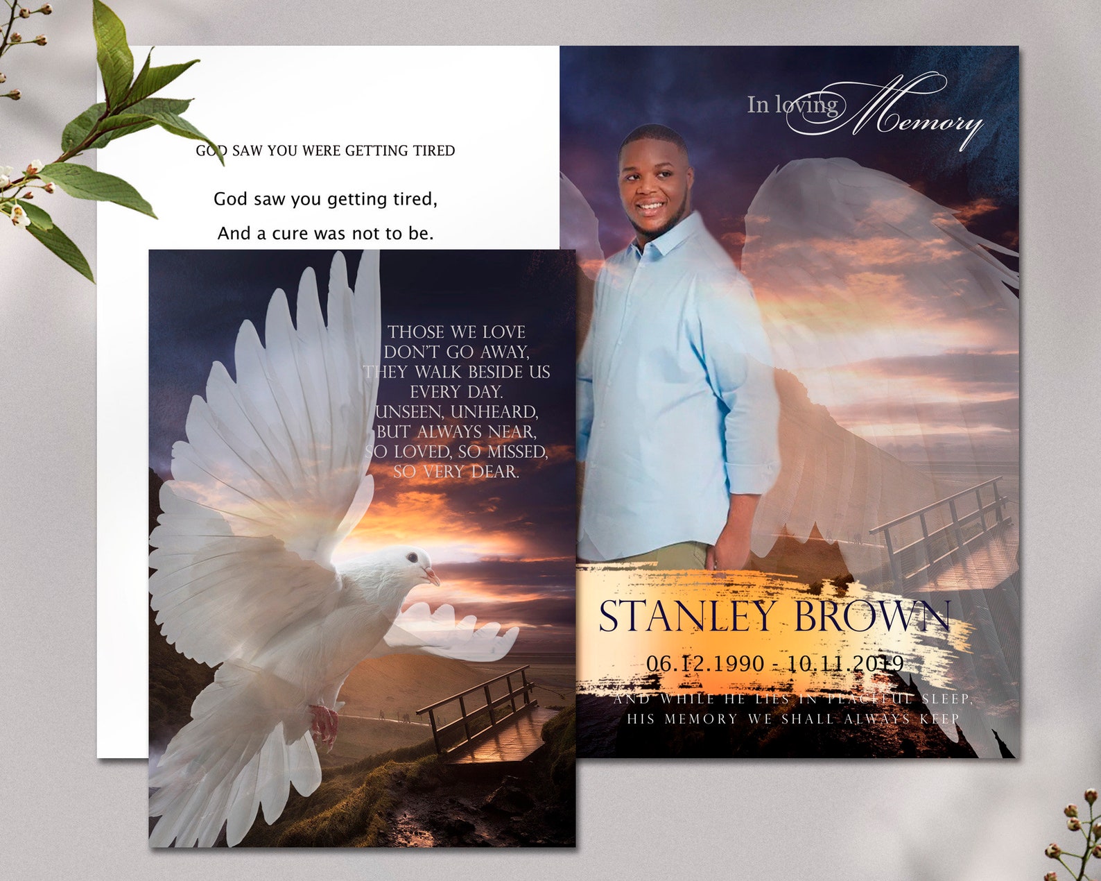 Gold Sunset Funeral Program Template | Beautiful Sunset Celebrating of ...