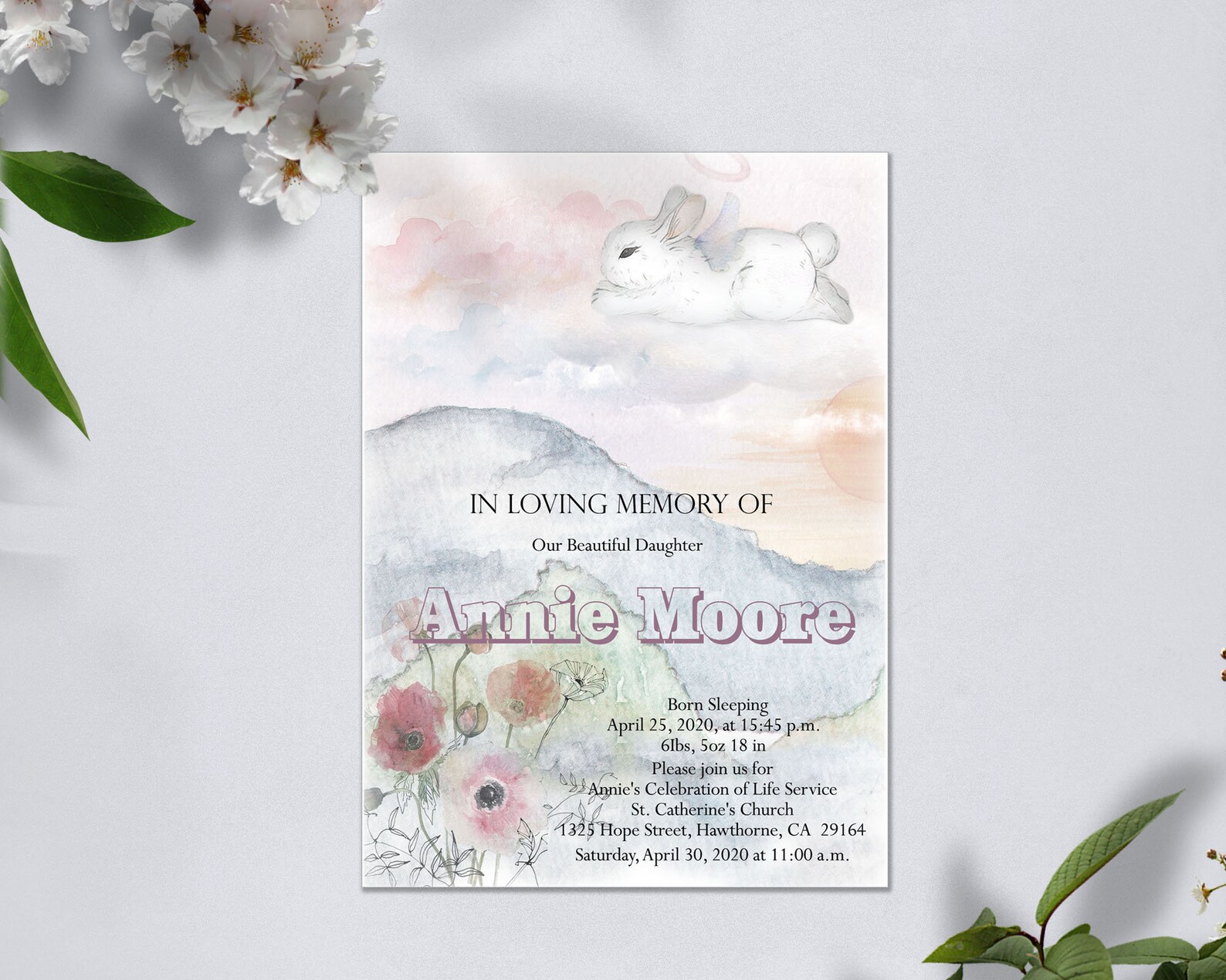Baby Memorial Service Invitation Funeral Template Program - Etsy