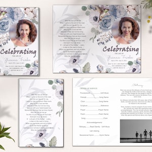 Delicate Funeral Program Template for Women, Celebration of Life ...