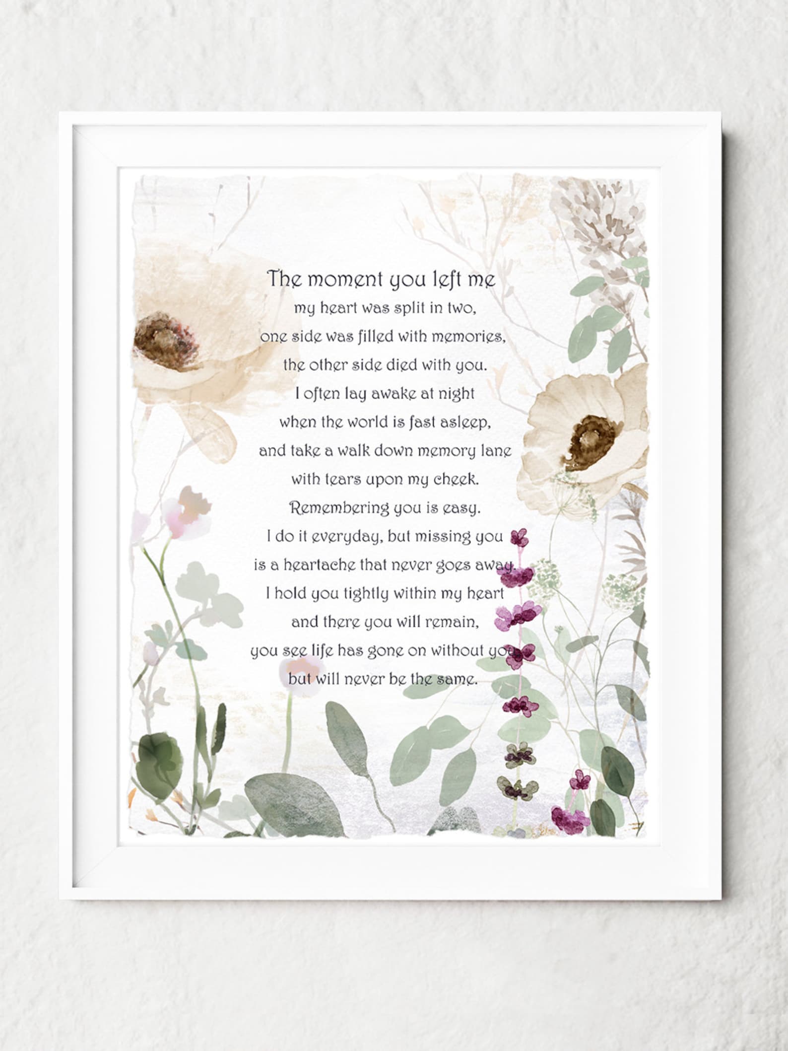Memorial Poem "the Moment You Left Me", Picture With a Beautiful Wild ...