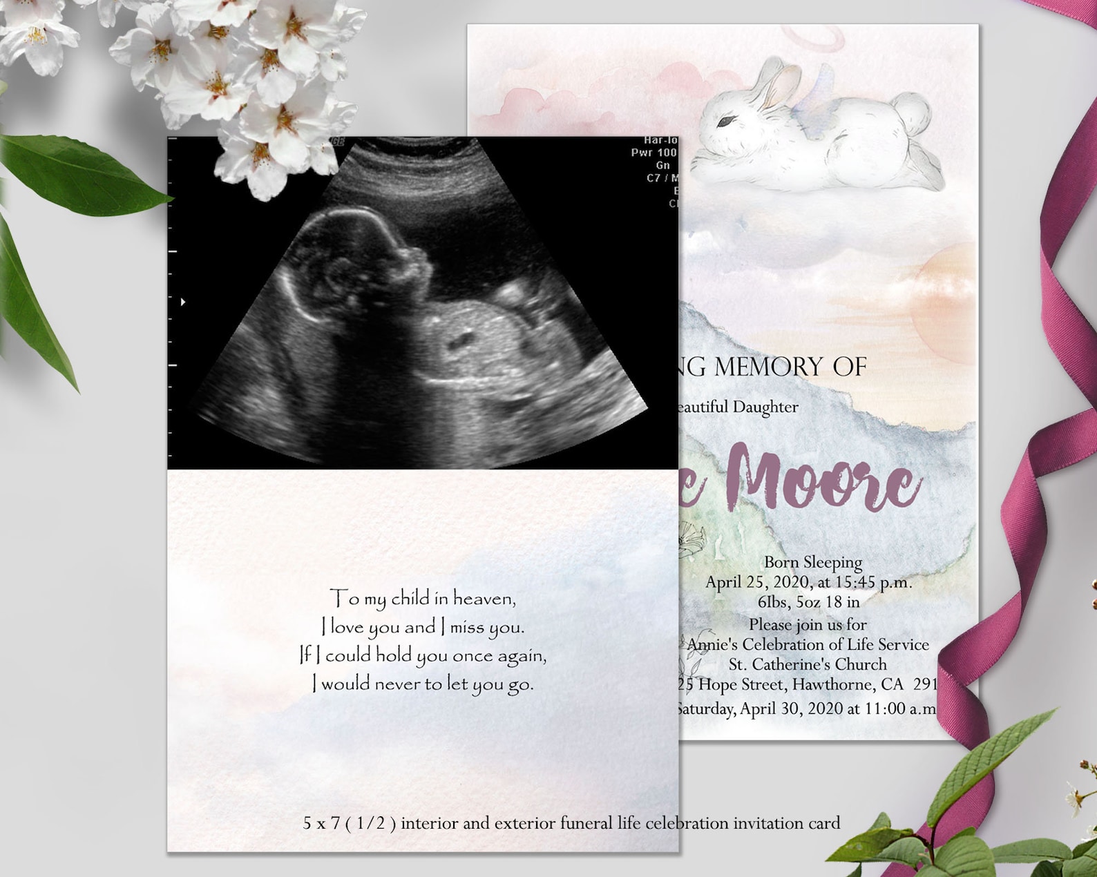 Baby Memorial Service Invitation Funeral Template Program - Etsy