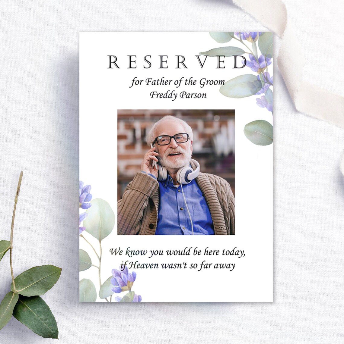 Reserved Memory Sign Father of the Bridewedding Memorial - Etsy