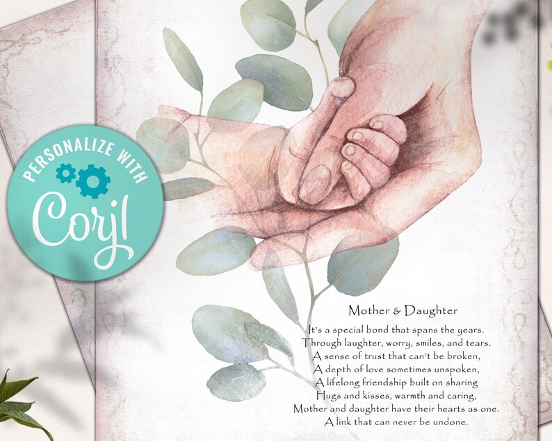 Personalized Gifts for Mom Mother and Daughter Poem for - Etsy
