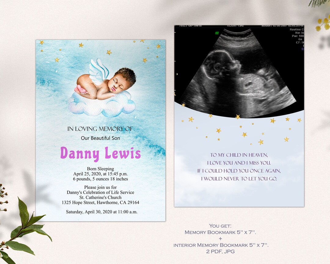 Funeral Service Program Template for Boy Baby, Boys Memorial Program ...