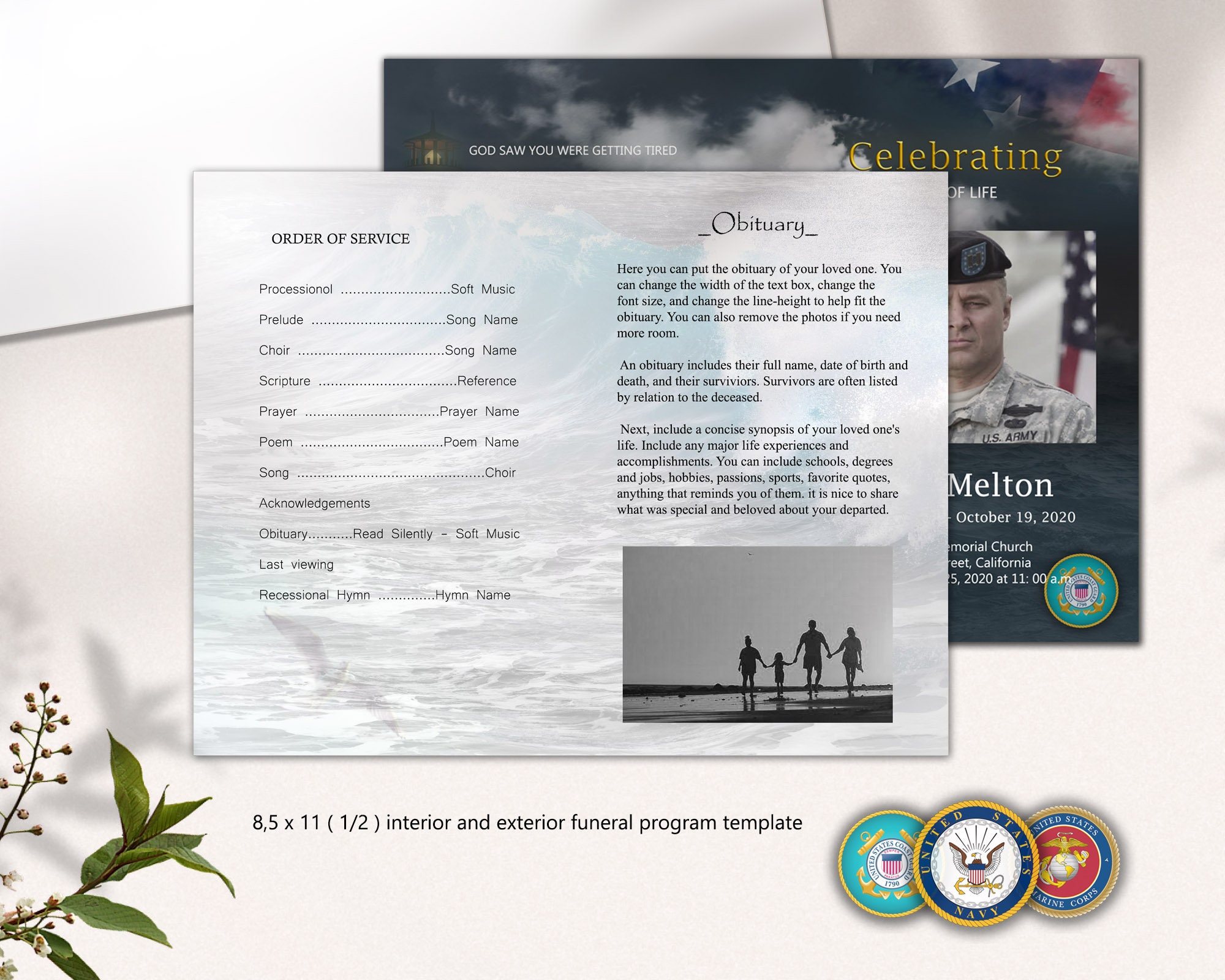 Funeral Program Template US Armed Forces, US Coast Guard, Funeral ...