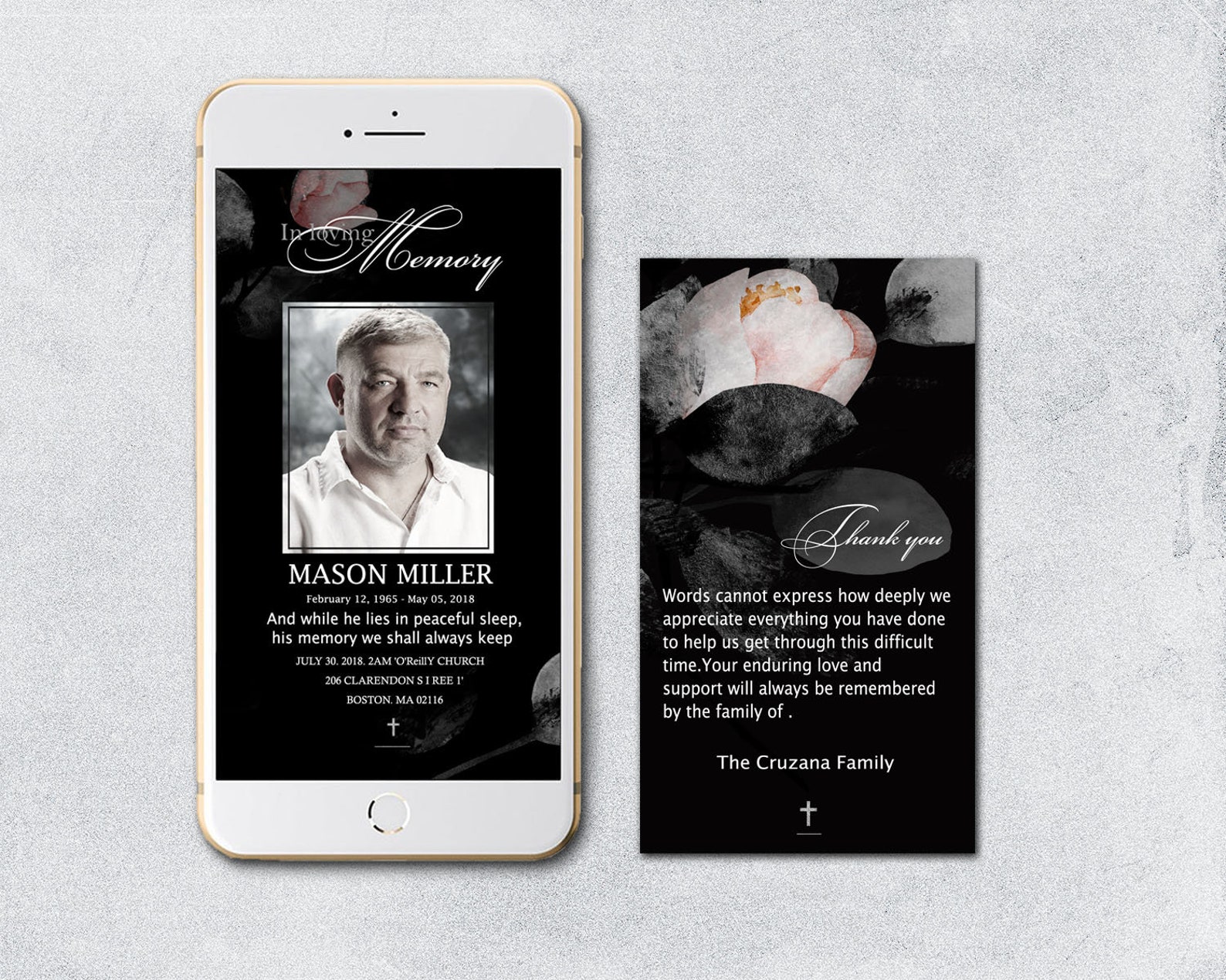Electronic Funeral Announcement Card Smartphone Phone Sms Masculine ...