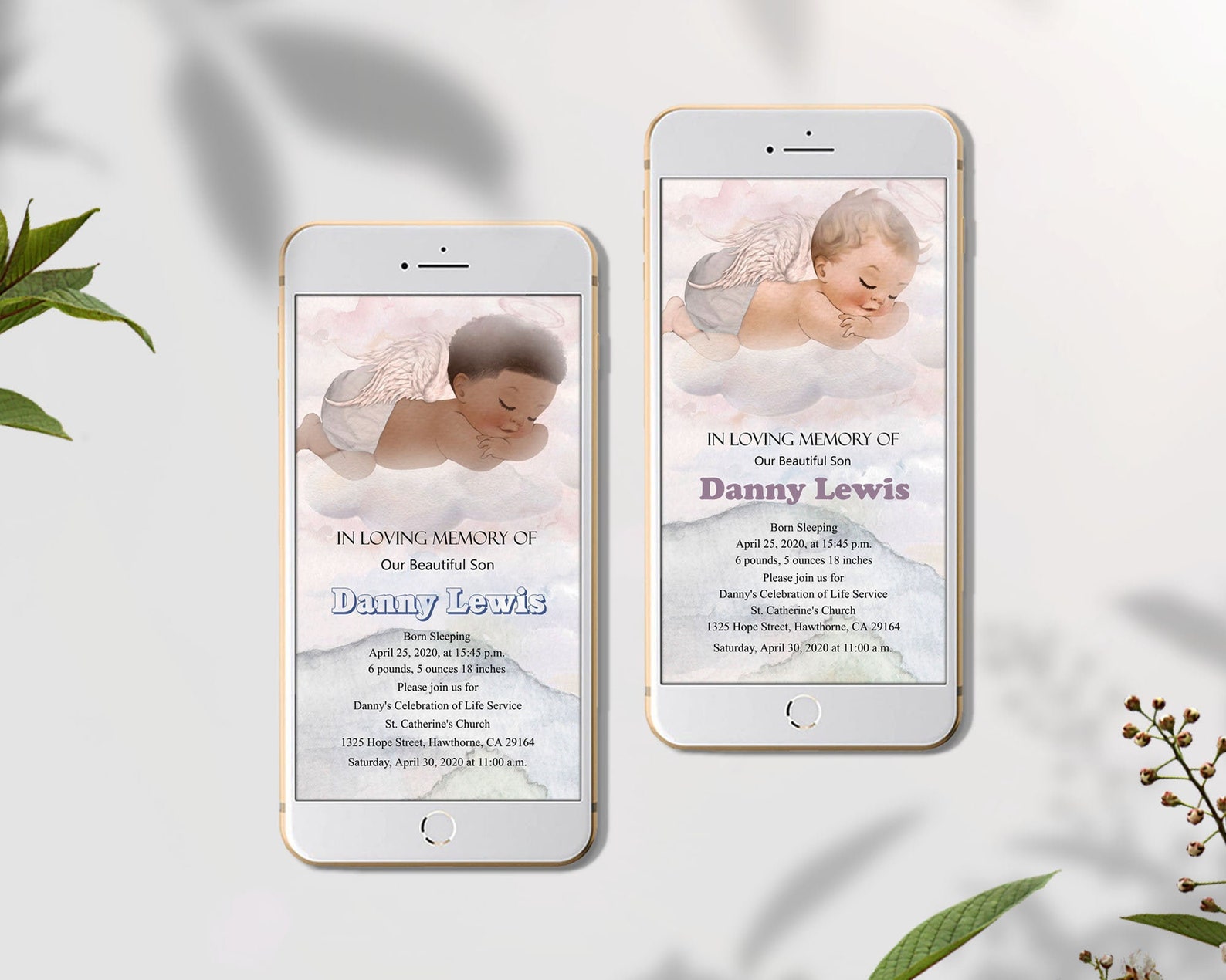 Baby Memorial Digital Service, Infant Loss, Baby Funeral Announcement ...