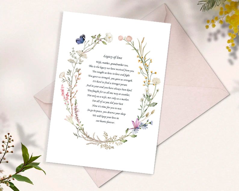 Legacy of Love Funeral Poem | Memorial Print (digital Download) - Etsy