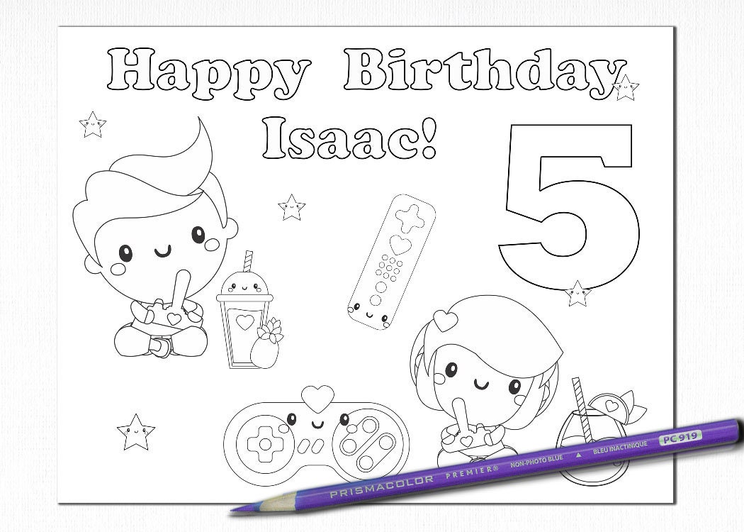 Personalized Birthday Party Coloring Pages 2nd 3rd 4 5 6 Th Coloring ...