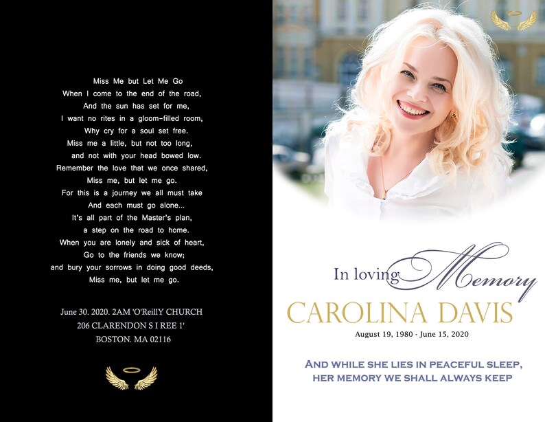 In Loving Memory Funeral Program Template for Young Man and - Etsy