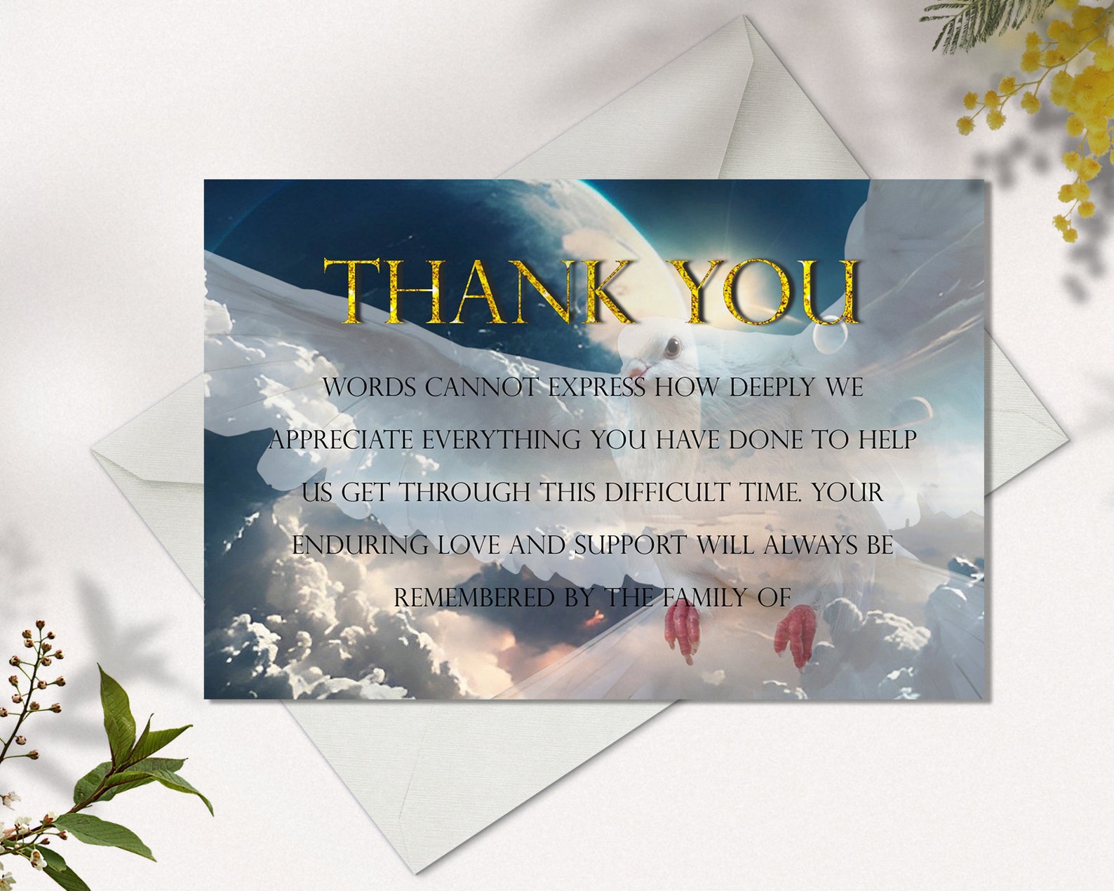 Funeral Thank You, Celebration of Life, Funeral Thank You Dove, Sky ...