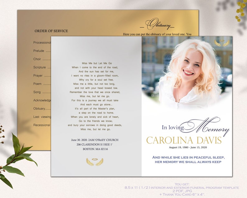 In Loving Memory Funeral Program Template for Young Man and - Etsy