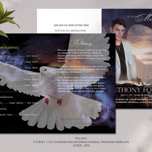 Gold Sunset Funeral Program Template | Beautiful Sunset Celebrating of ...