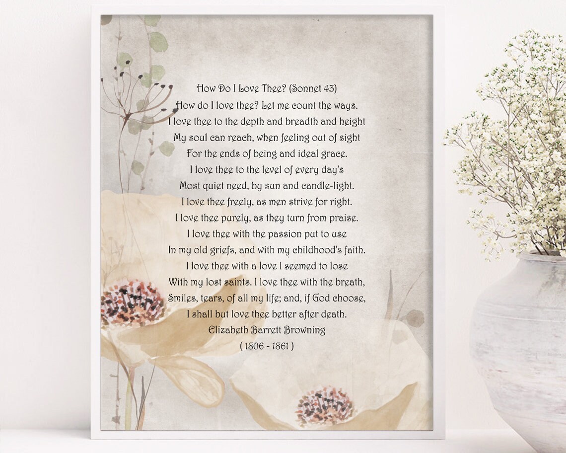 How Do I Love Thee poem by Elizabeth Barrett Browning love | Etsy