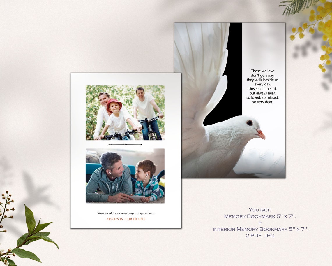 Wings funeral program for teen Dove program obituary for | Etsy