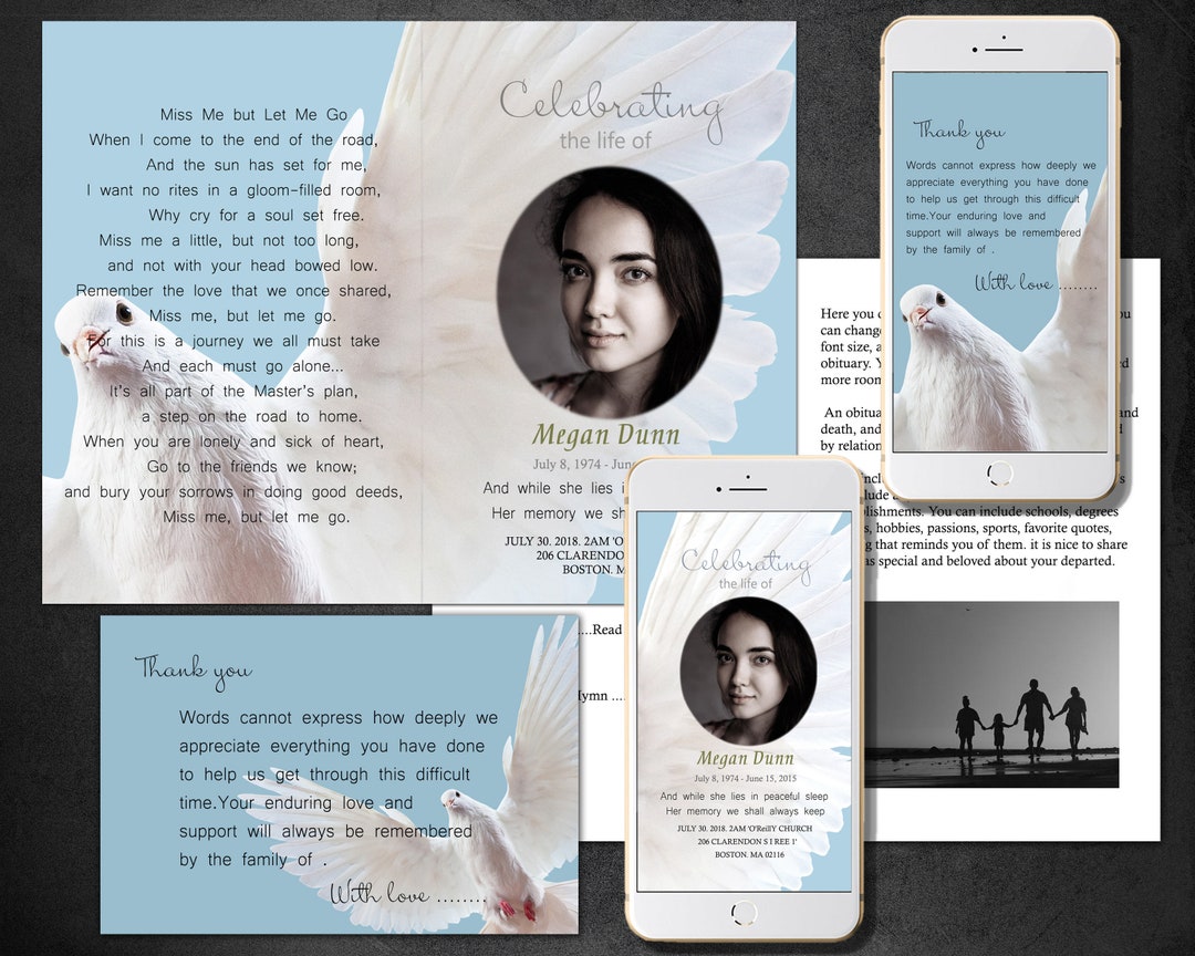 Funeral Program Sky Memorial Program Template for Women Obituary ...