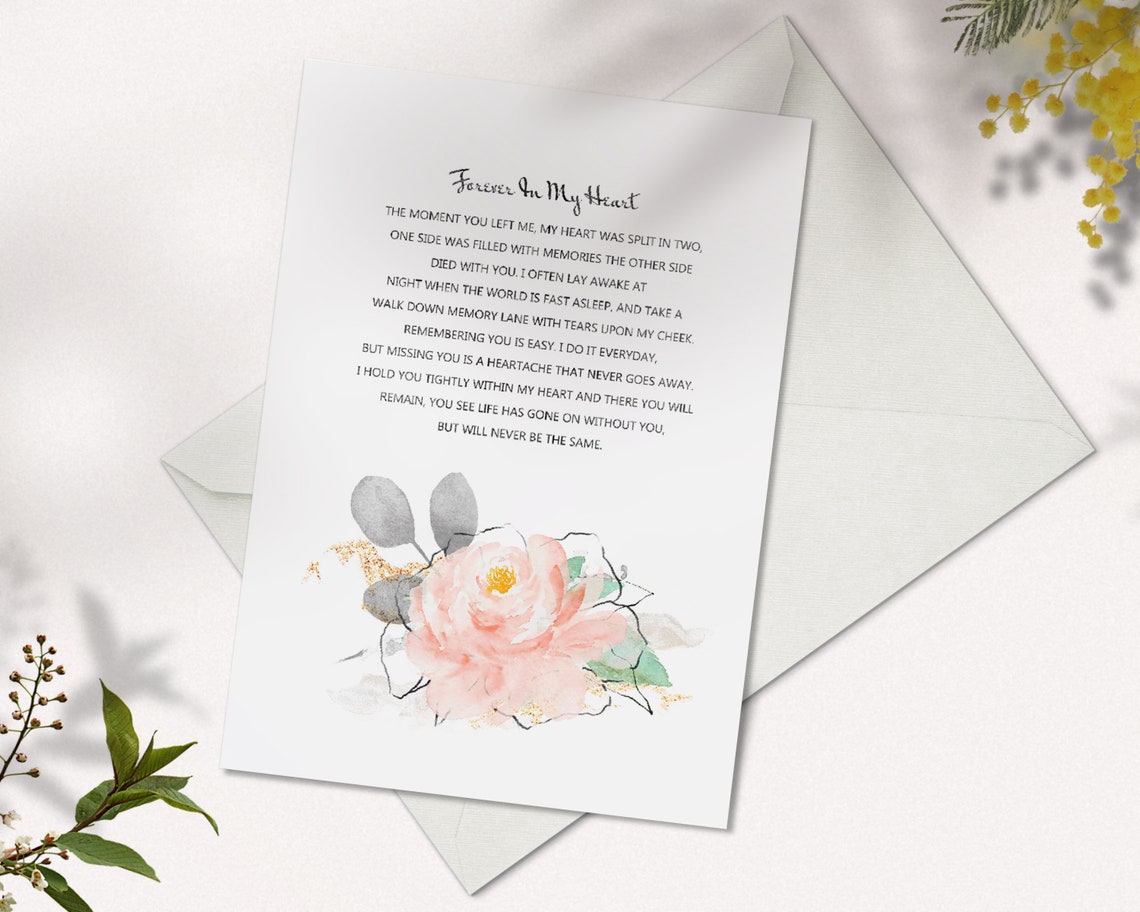 Memorial Poem the Moment You Left Me Forever in My Heart | Etsy