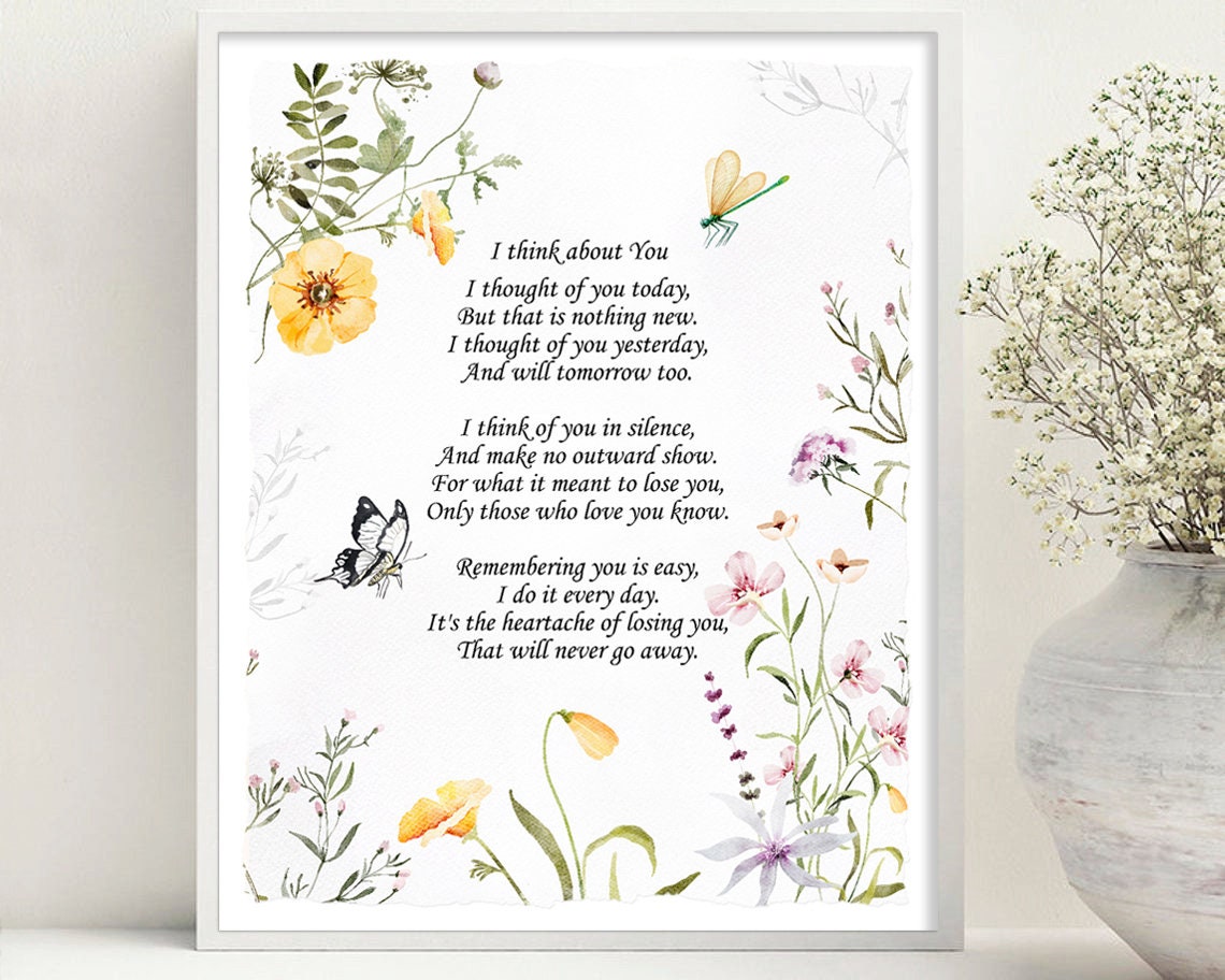 I Thought of You Today Poem for Deceased in Memory of - Etsy