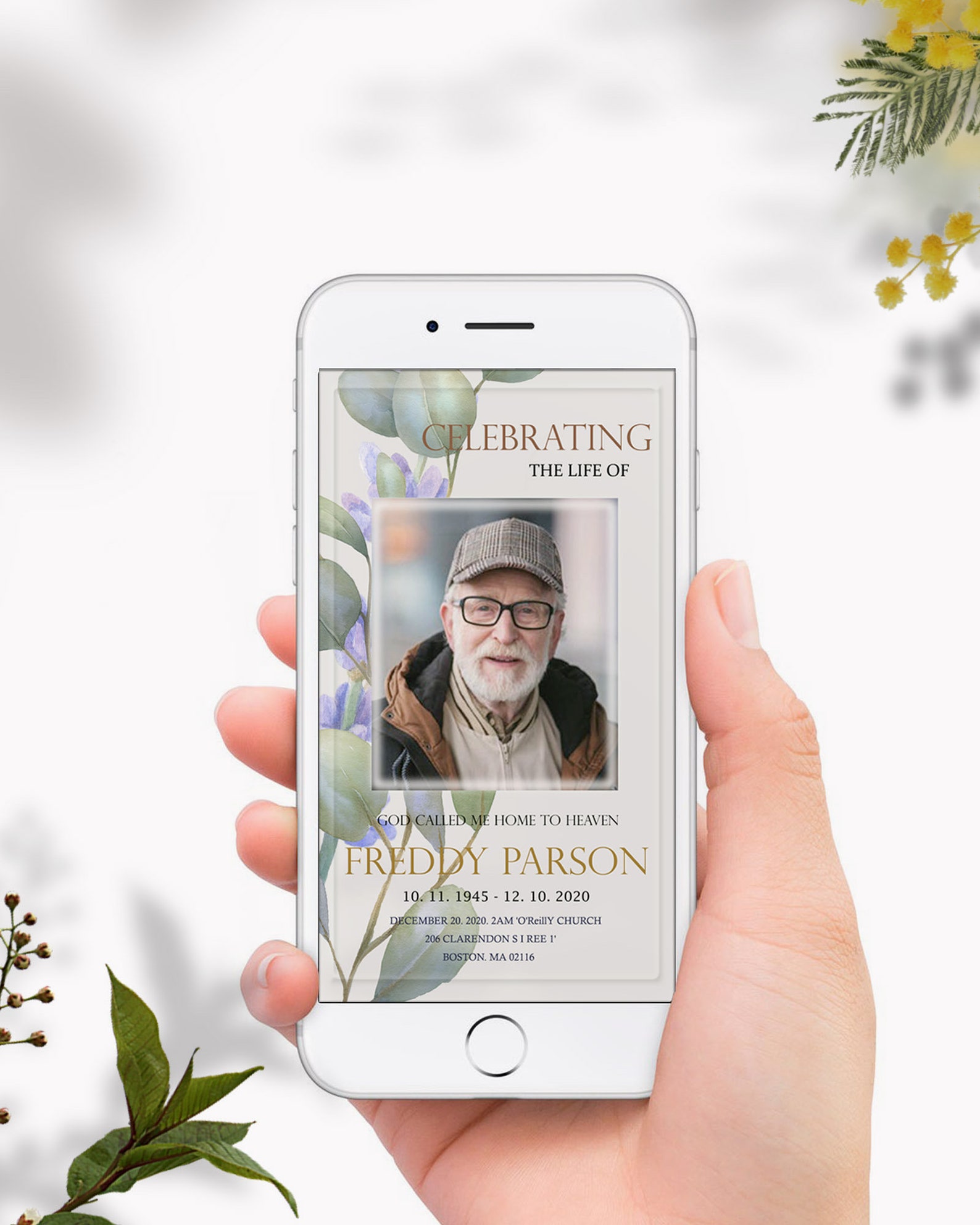 Digital Funeral Program Template for Men, Classic Obituary Template for ...