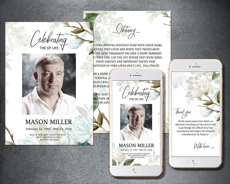 Men's Obituary Program Dad Funeral Program Editable - Etsy