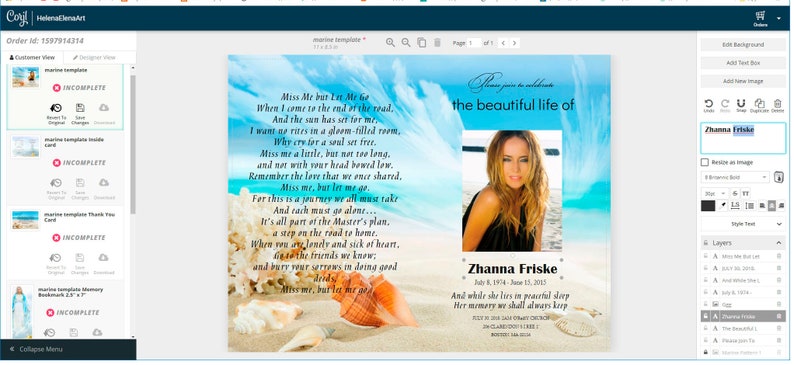 Blue Funeral Program Template for Men Women in Loving Memory - Etsy