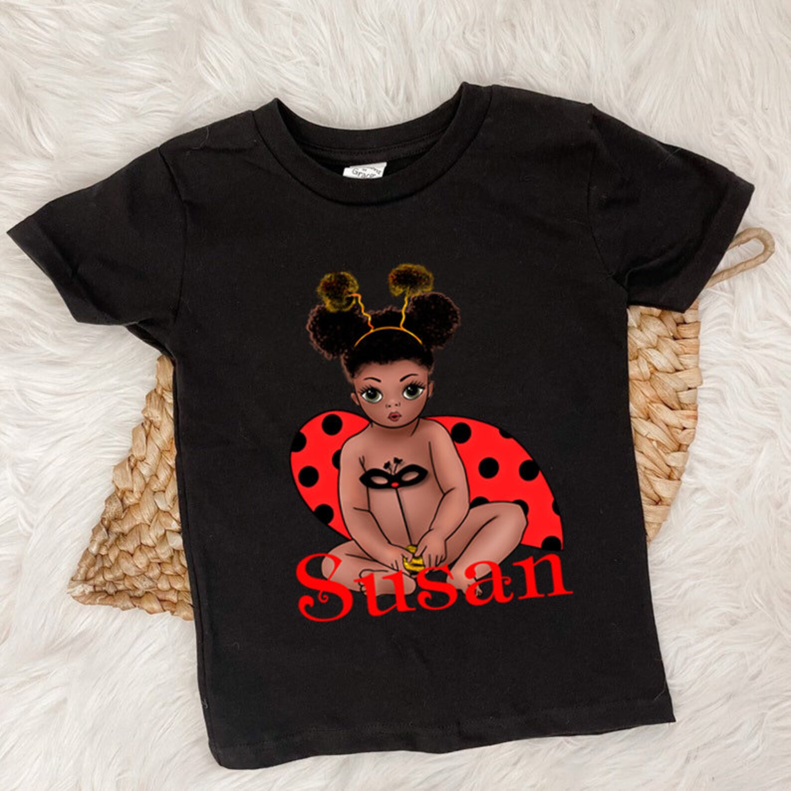 Afro Baby Girl Png Clipart Ladybug Antennae Masquerade - Etsy