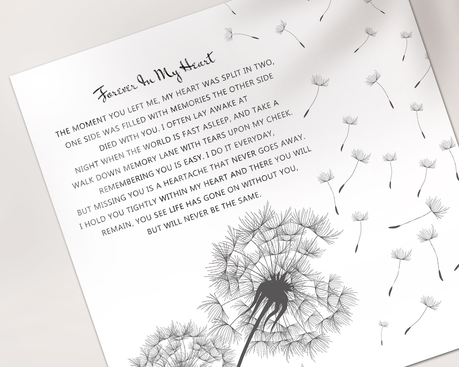 Memorial Poem the Moment You Left Me, Forever in My Heart ,poem About ...