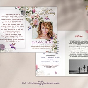 Editable Funeral Bundle Pink White Roses | Memorial Package | in Loving ...