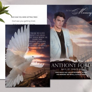 Gold Sunset Funeral Program Template | Beautiful Sunset Celebrating of ...