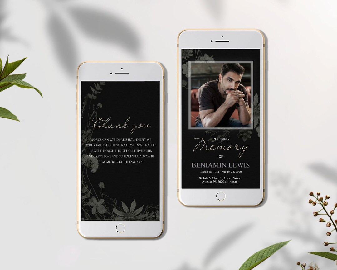 Modern Digital Funeral Program, Digital Obituary, Death Announcement ...