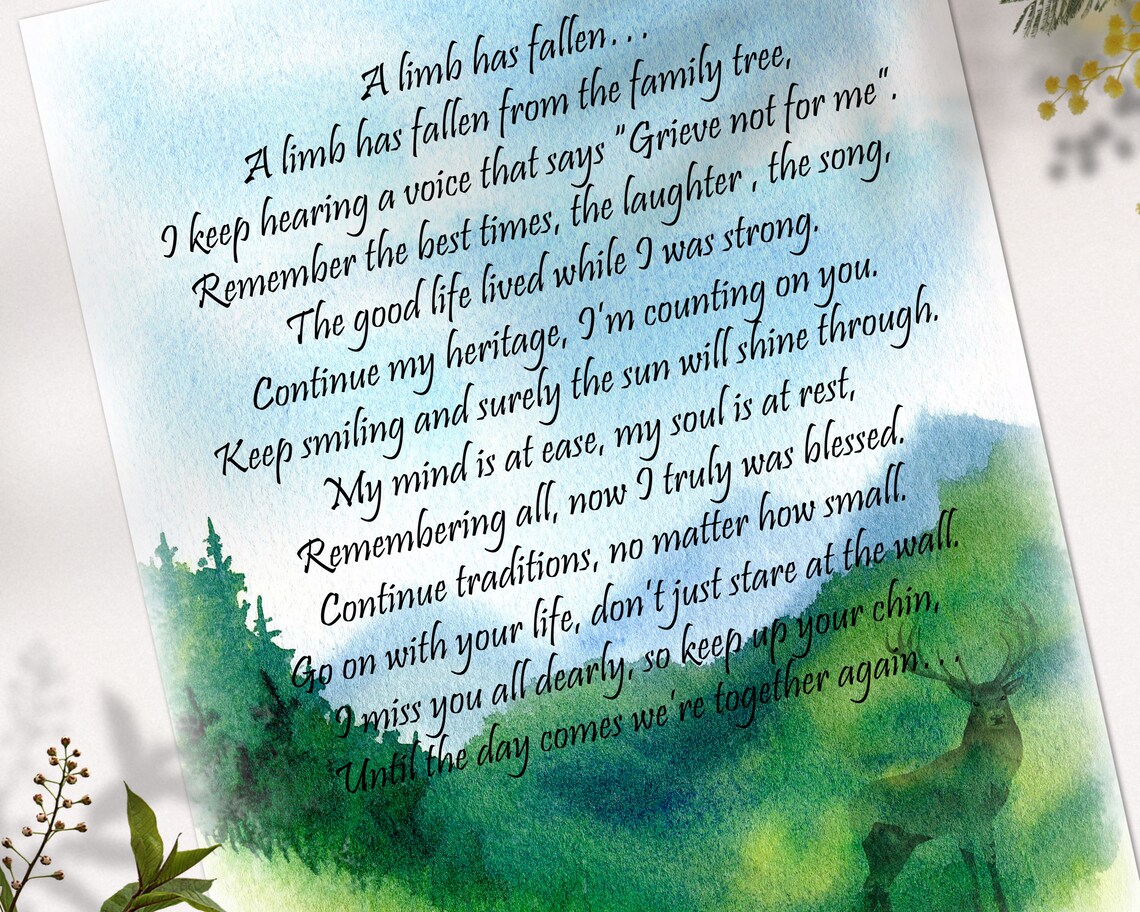 A Limb Has Fallen From Our Family Tree Grief Loss Loved One - Etsy