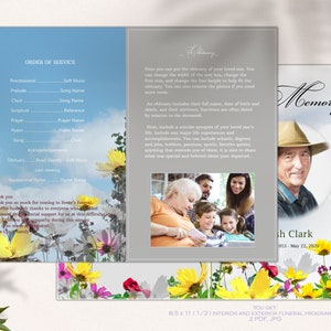 Wildflowers Funeral Template for Men, Women, Memorial Program ...