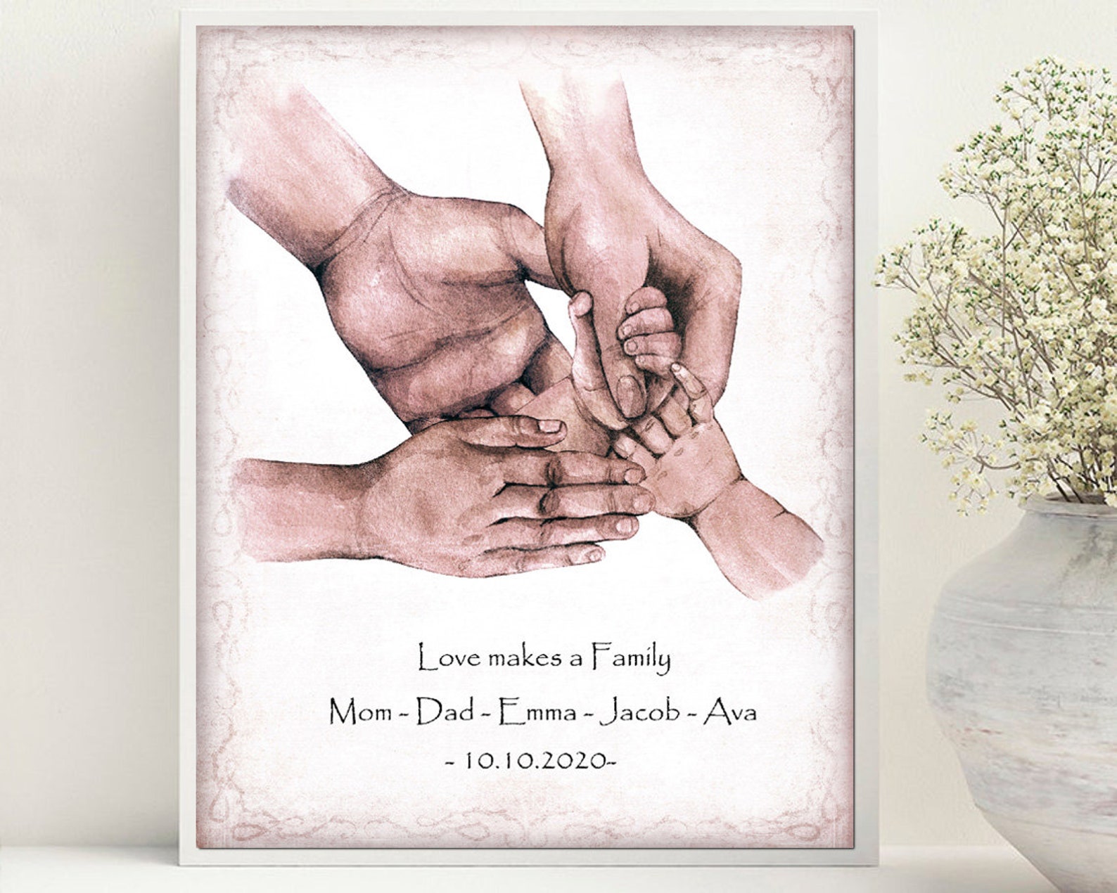 Personalised Family Portrait African American Family Parents | Etsy