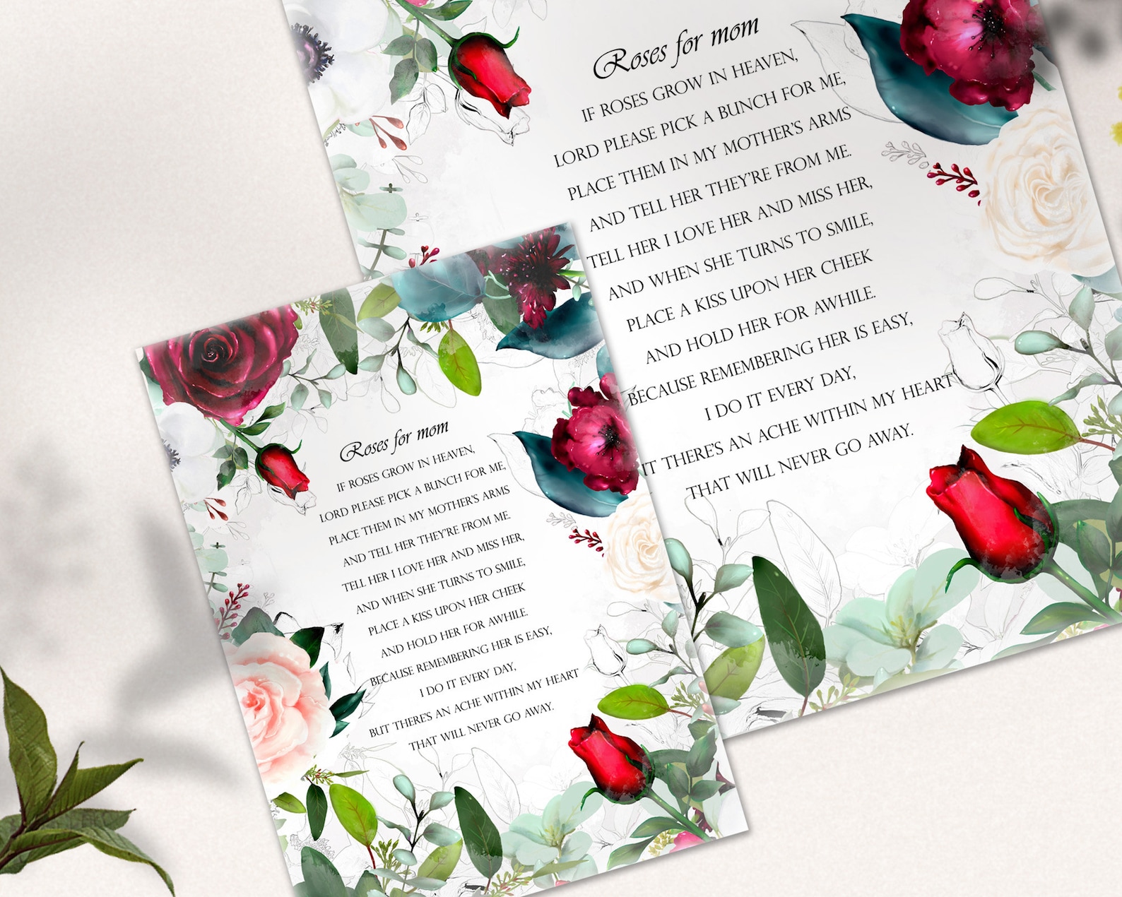 If Roses Grow in Heaven, Poem for Deceased Mother, in Memory of Mom ...