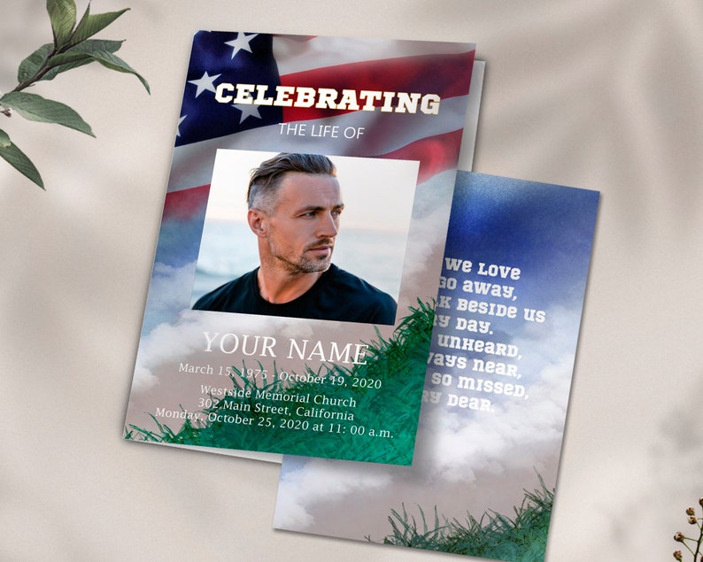 Military Obituary Program, Funeral Card Military, American Marine ...