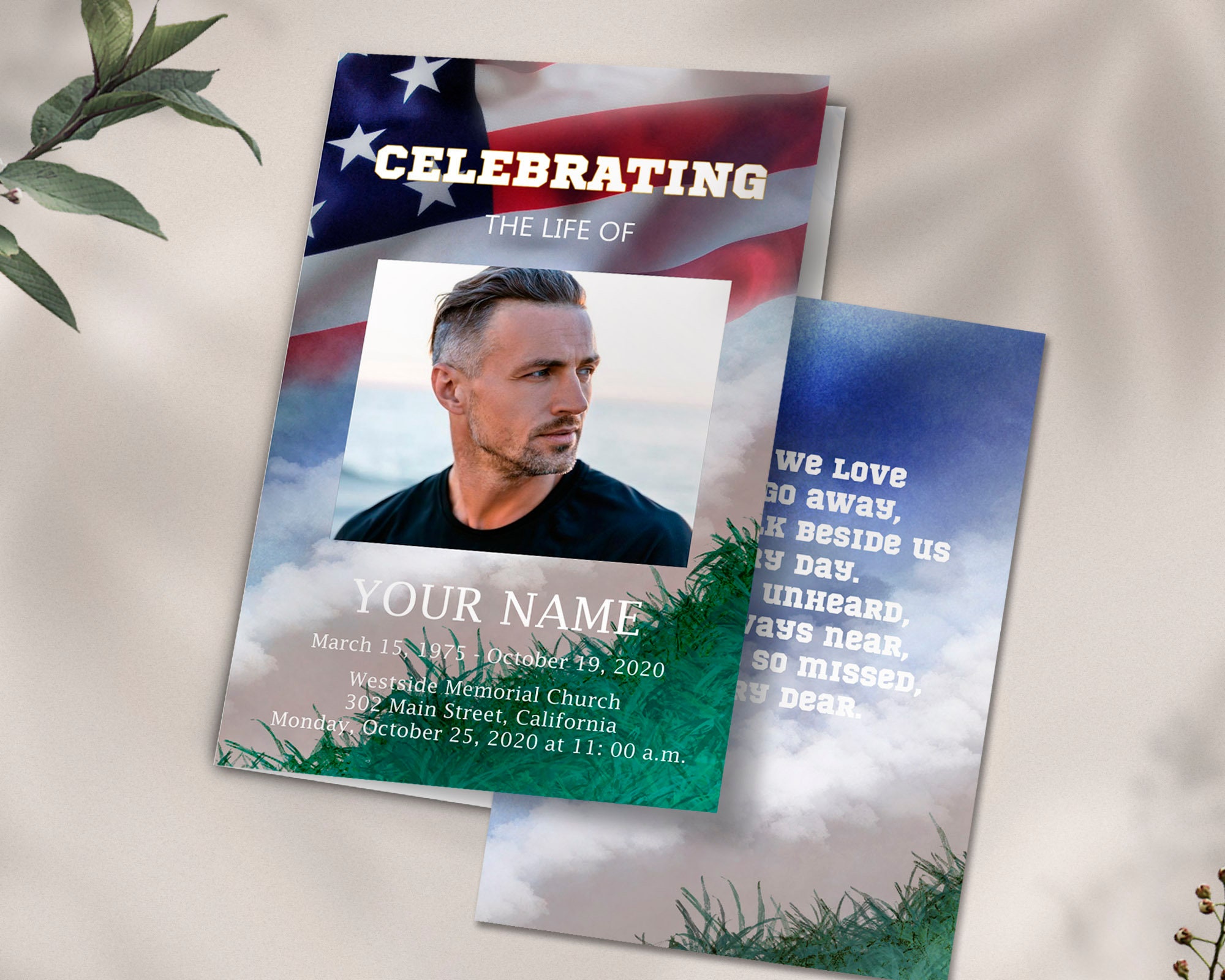 Military Obituary Program, Funeral Card Military, American Marine ...