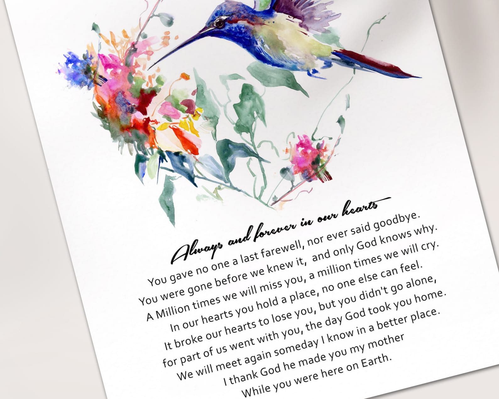 Memorial Poem You Gave No One a Last Farewell nor Ever Said - Etsy