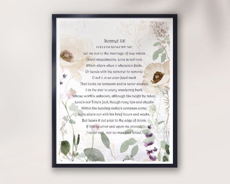 Sonnet 116 Let Me Not to the Marriage of True Minds William Shakespeare ...
