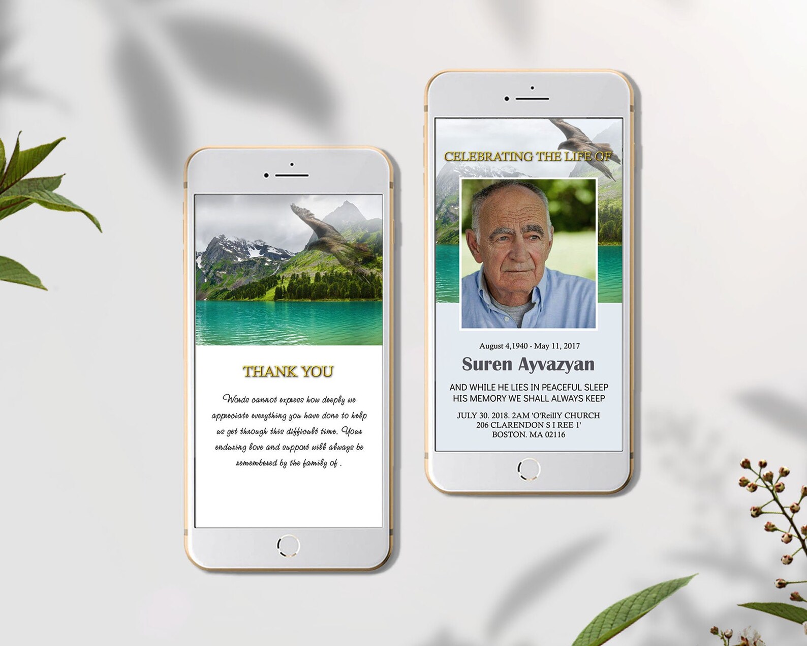 Digital Funeral Program Template for Men Mountains Lake | Etsy